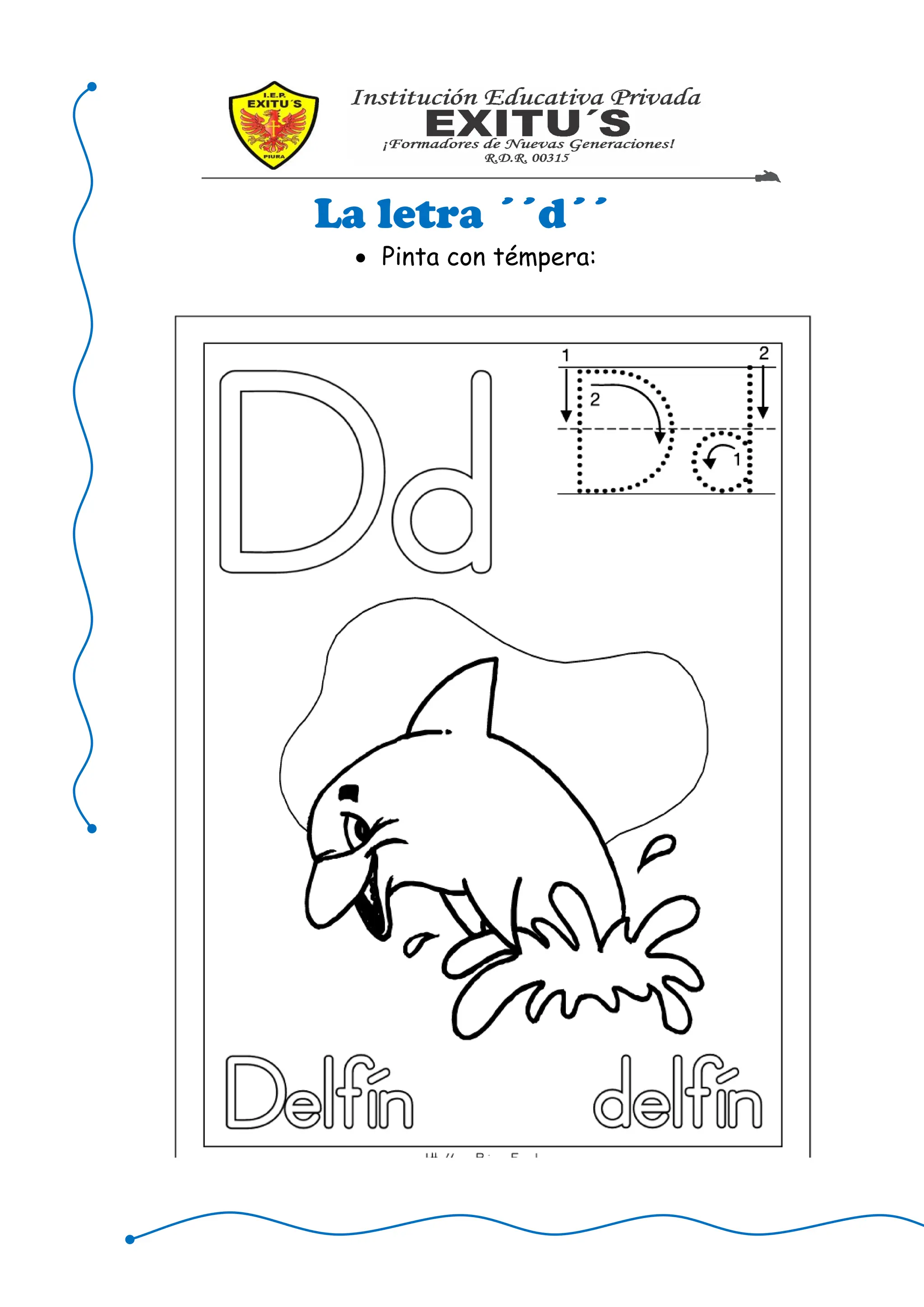 Hoja De Trabajo De La Letra D Para Niños En Edad Preescolar