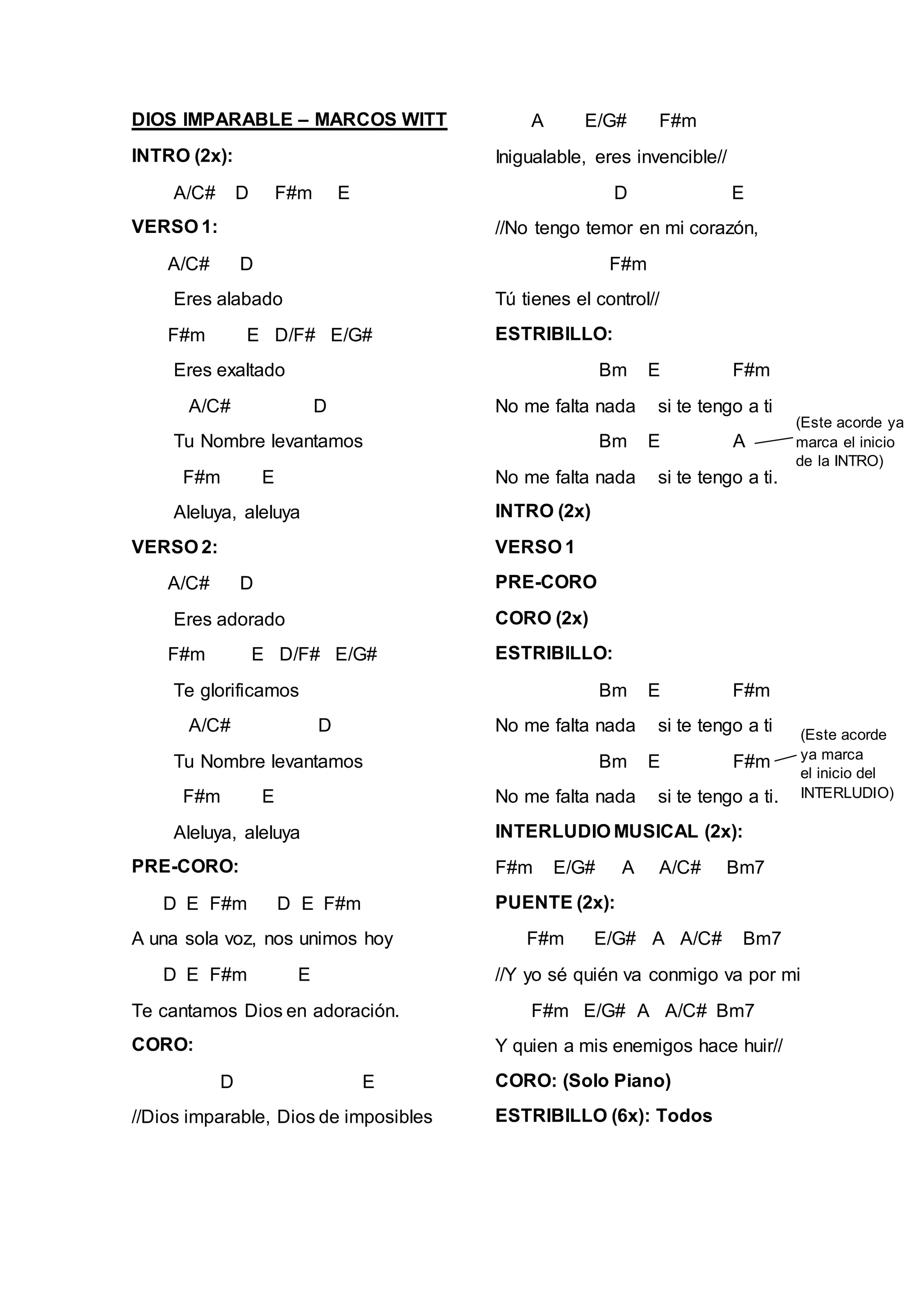 Letra de canciones | DOCX | Religious (Music and Audio) | Music