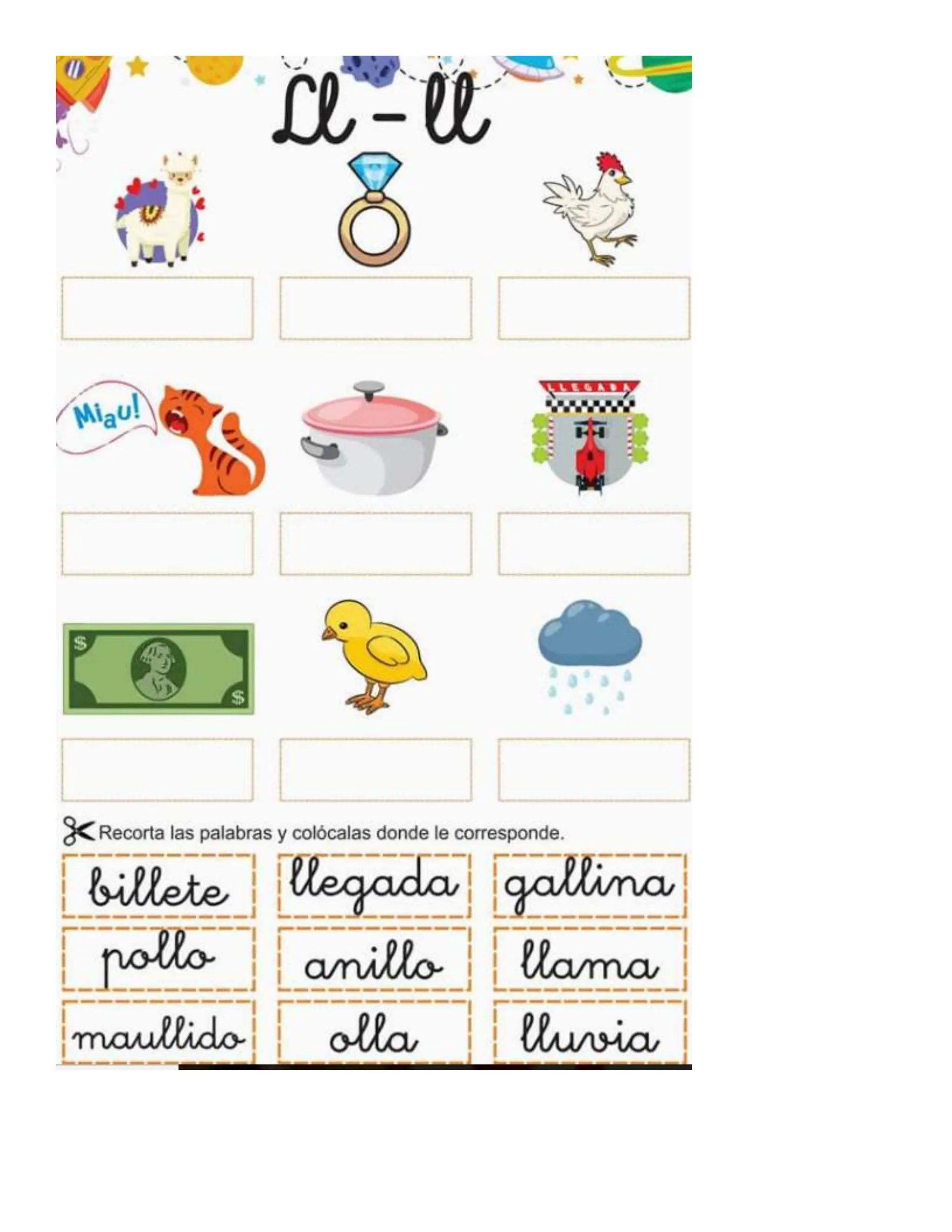 Ejercicios con la letra LL-ll para niños de primer grado en proceso de ...