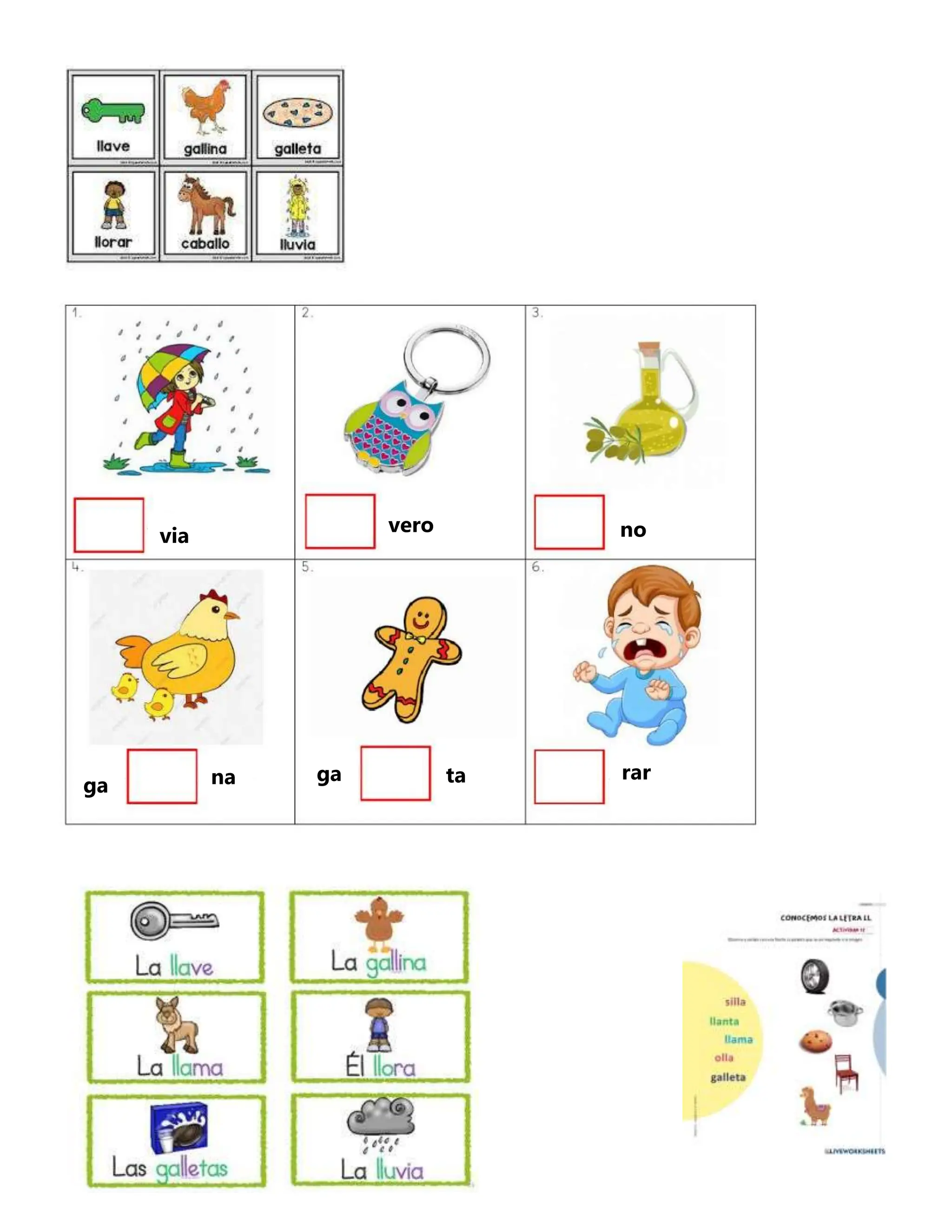 Ejercicios con la letra LL-ll para niños de primer grado en proceso de ...