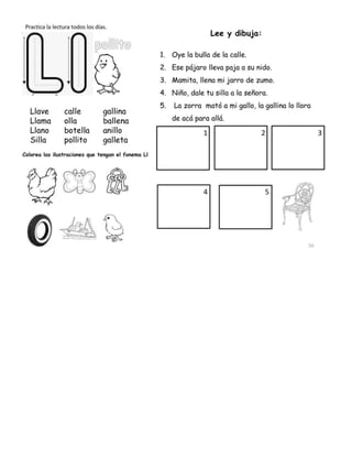 Ejercicios con la letra LL-ll para niños de primer grado en proceso de ...