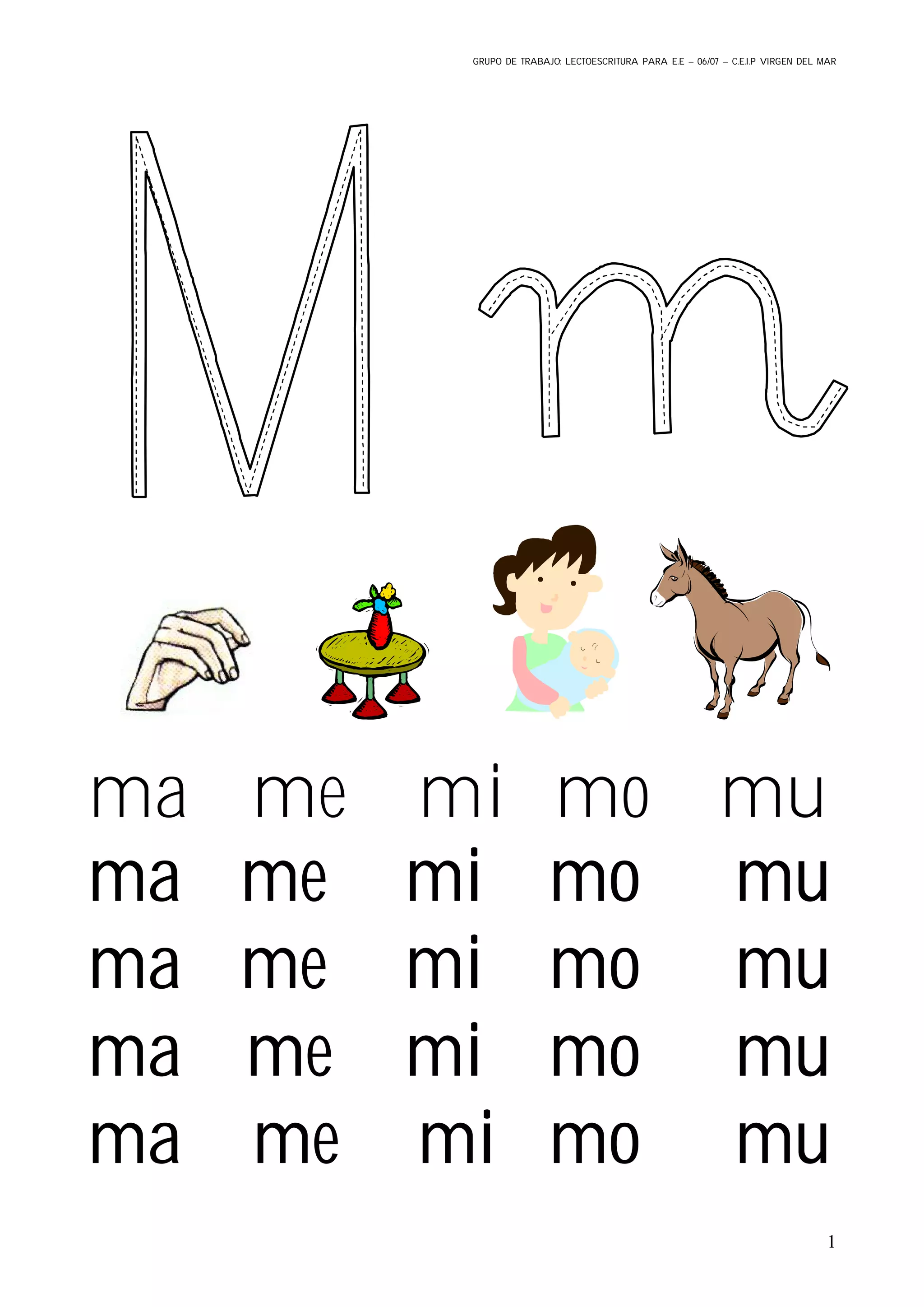 Letra m ma-me -mi-mo-mu- | PDF