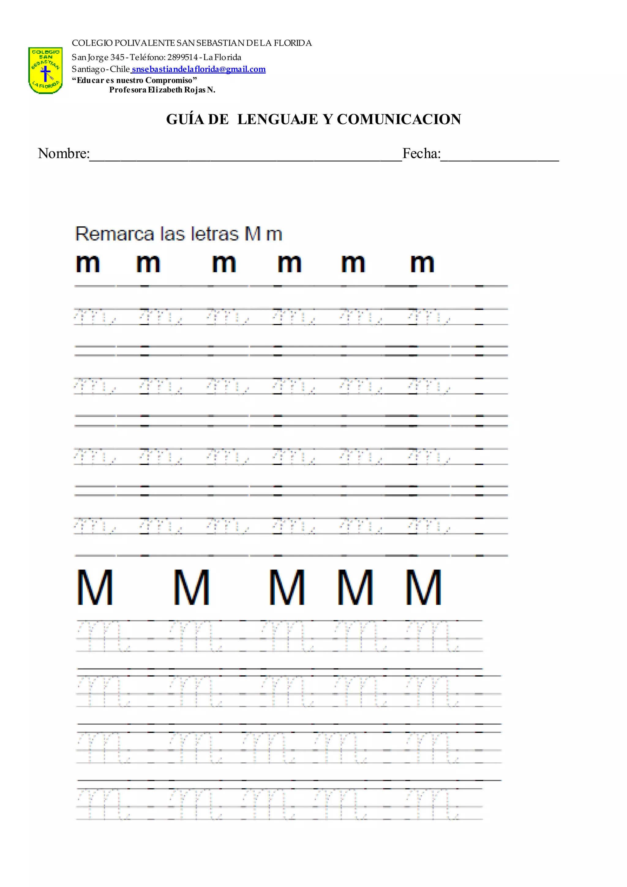 Letra m con señas | DOCX