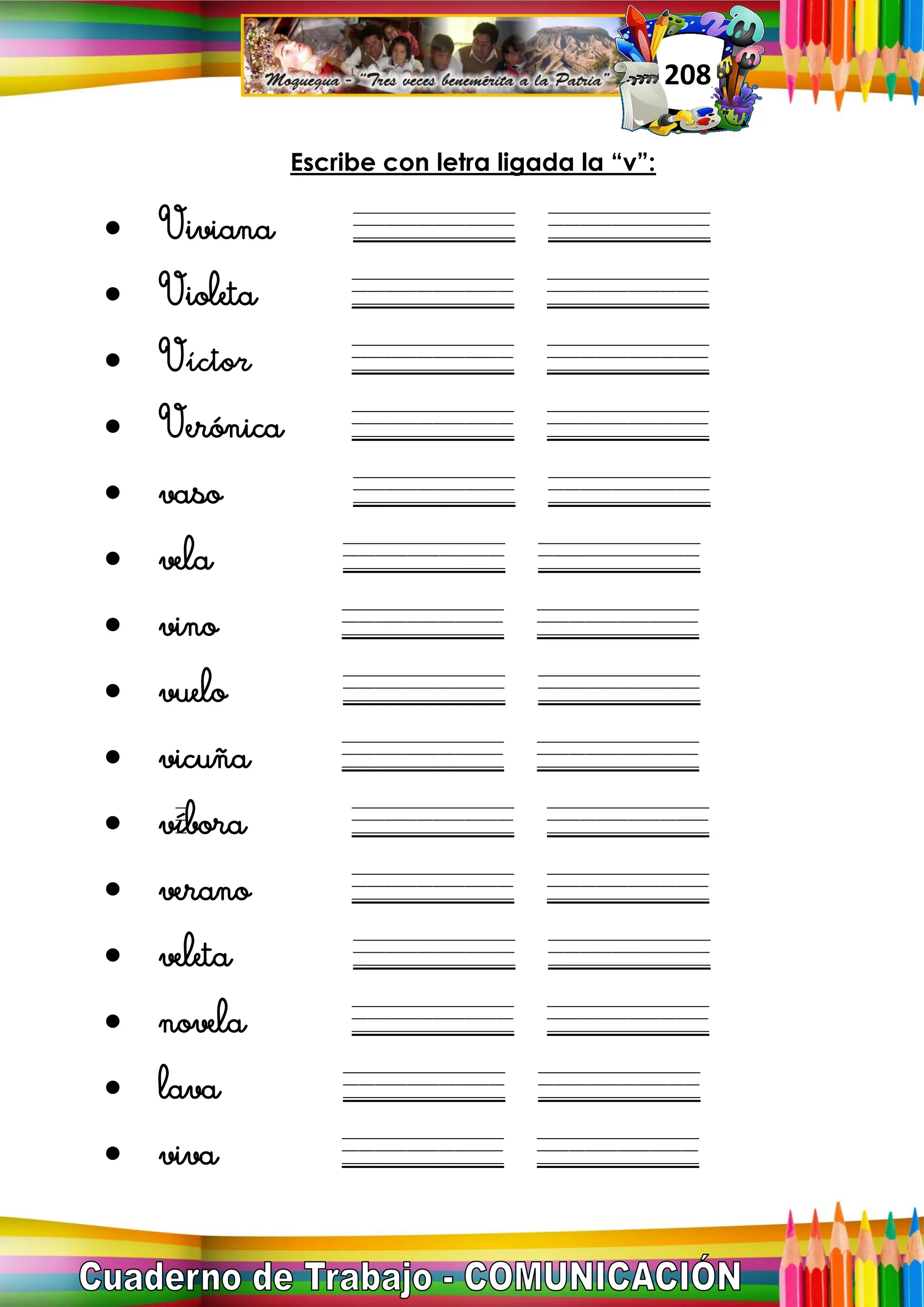 LETRA V PARA PRIMER GRADO APRENDE A ESCRIBIR | PDF