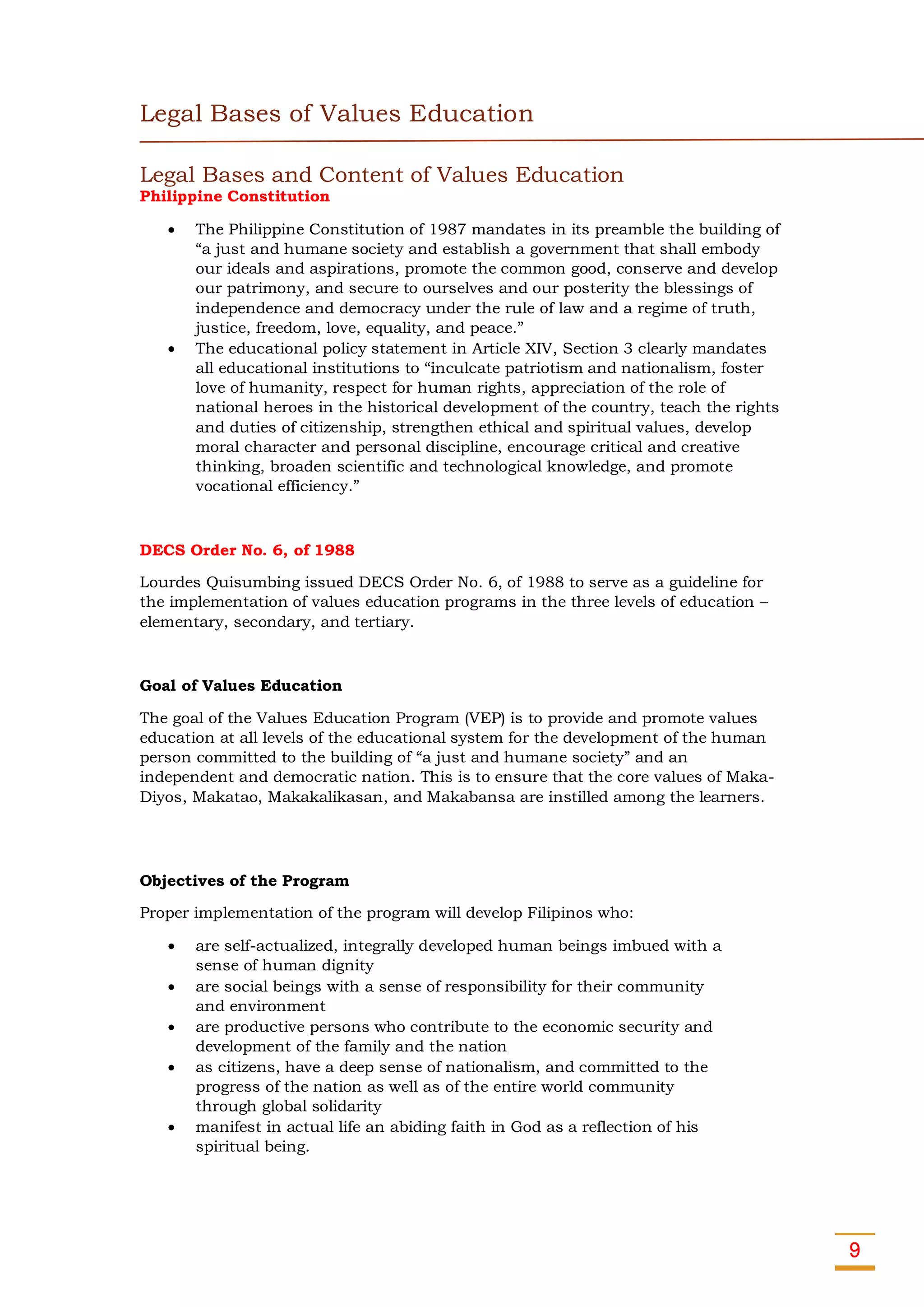 LET Reviewer - Values Education | PDF