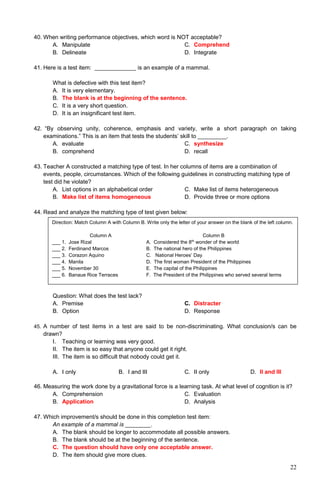 Professional Education reviewer for PRC-LET or BLEPT Examination | PDF