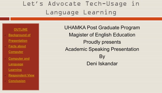 Let’s advocate tech usage in language learning | PPT