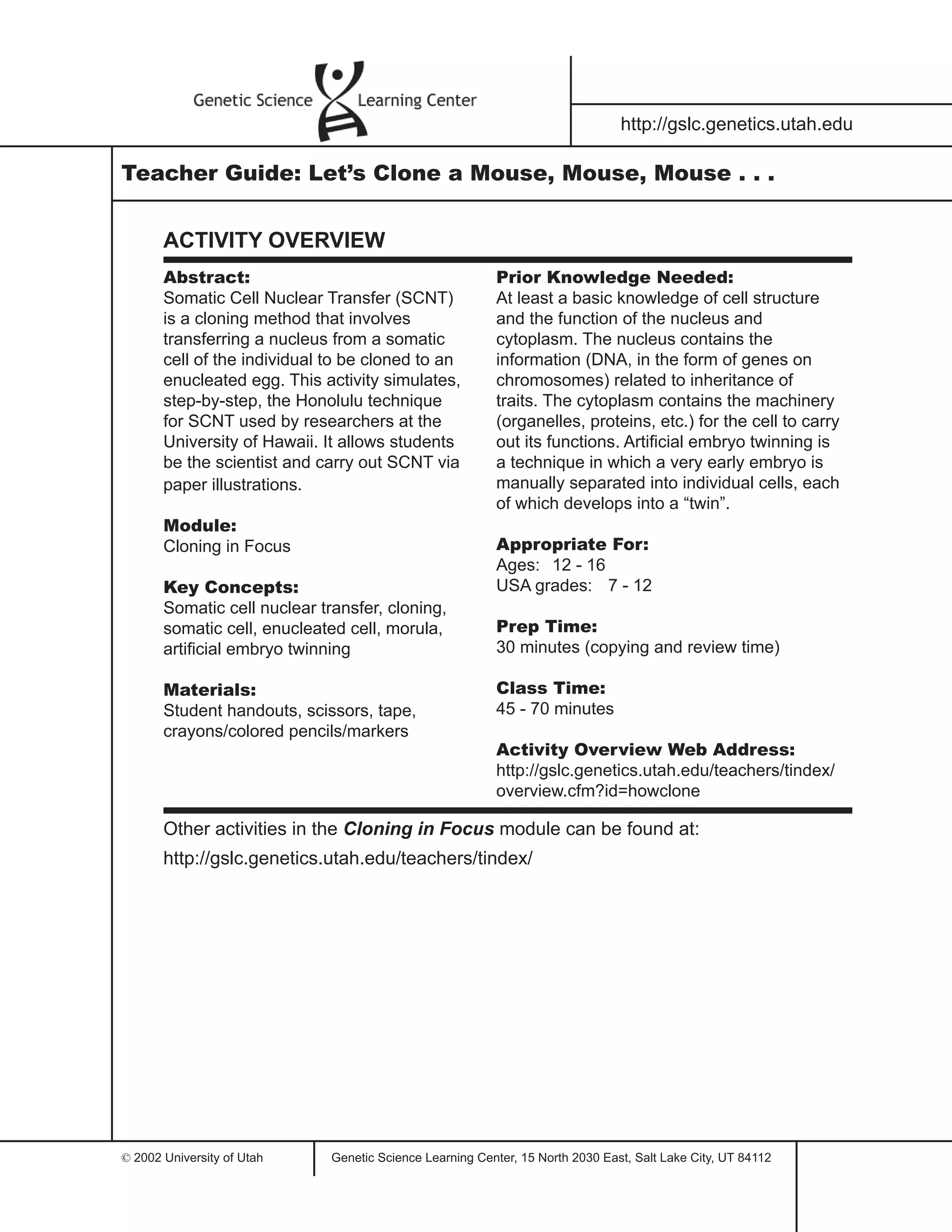 Lets clone a mouse | PDF