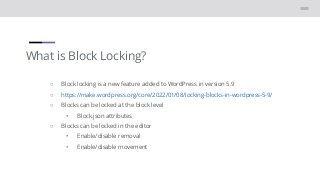 Let's code! A Beginners Guide to Block Locking in Block Themes.pptx