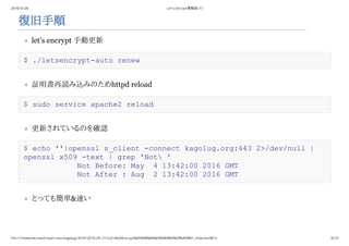Let’s Encrypt更新話 | PPT