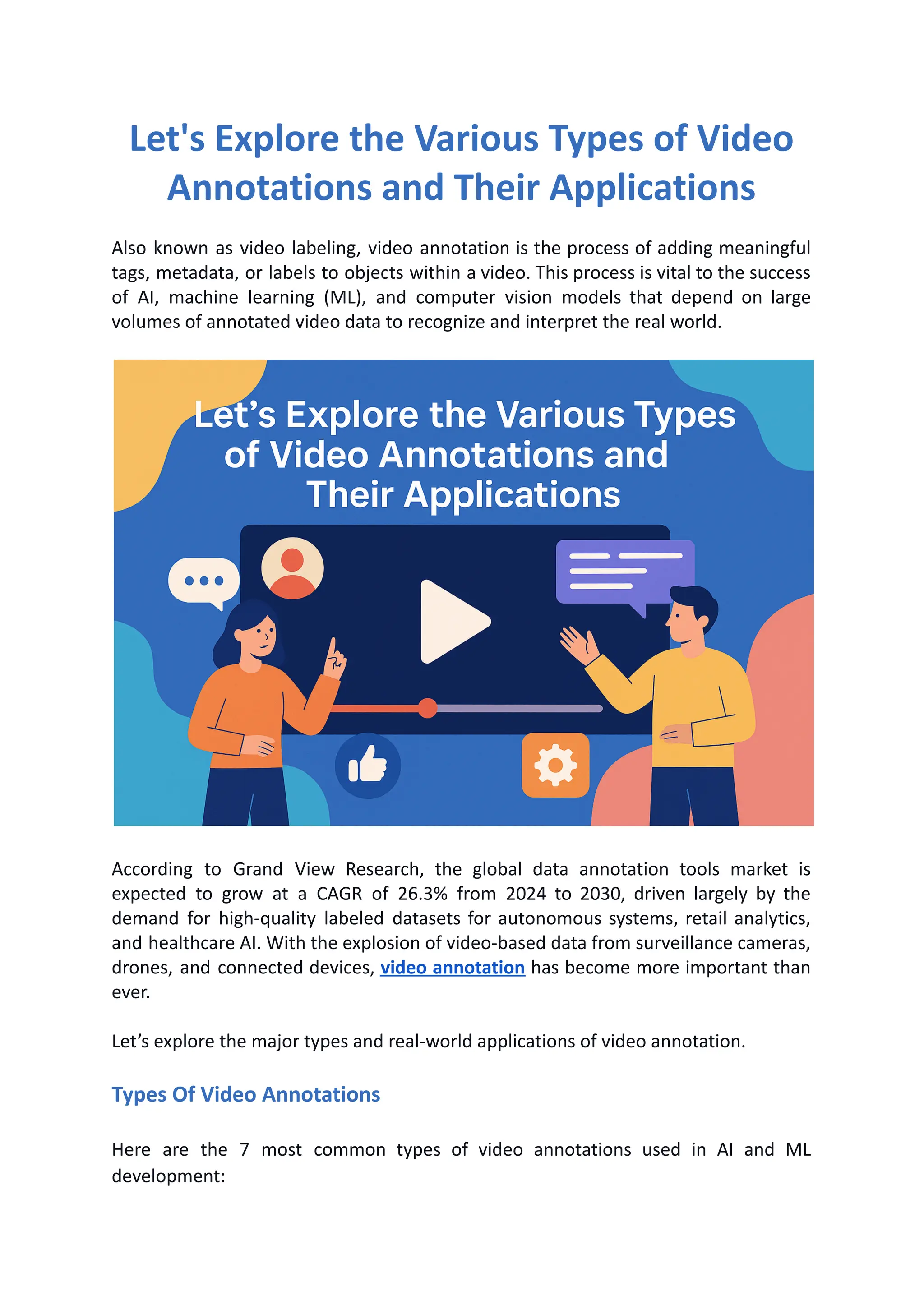 Let's Explore the Various Types of Video Annotations and Their Applications | PDF