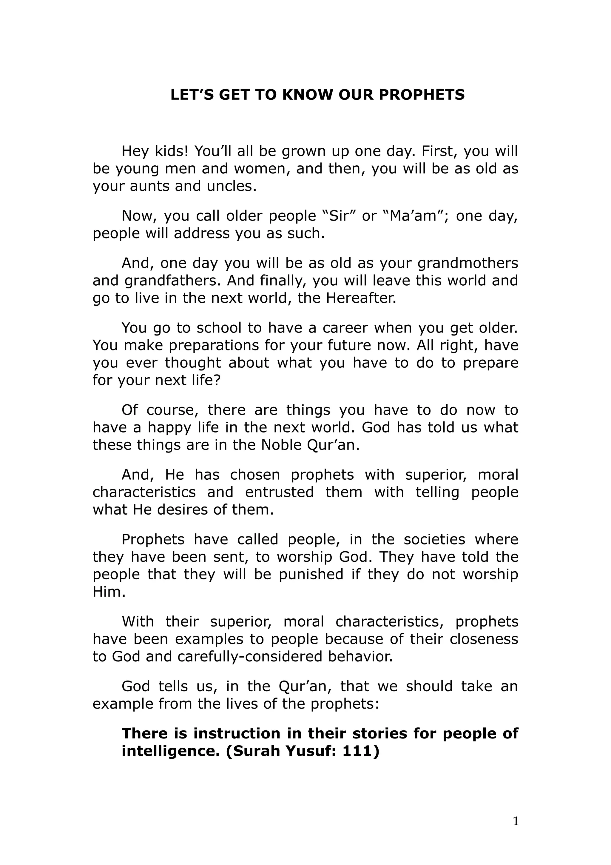 Let's get to know our prophets pbut. english | DOC | Islam | Religion ...