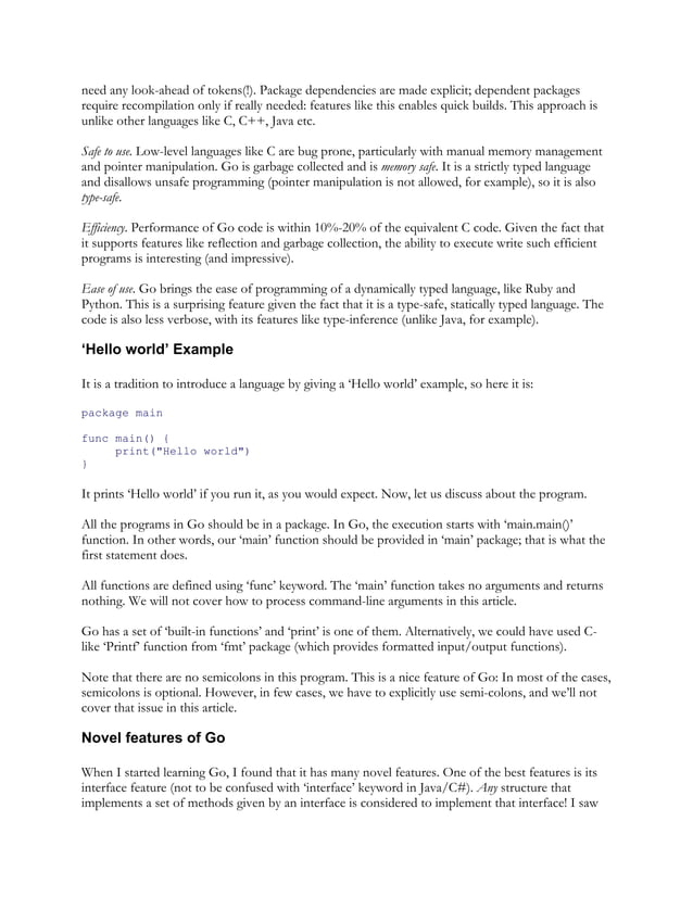 Let's Go: Introduction to Google's Go Programming Language | PDF