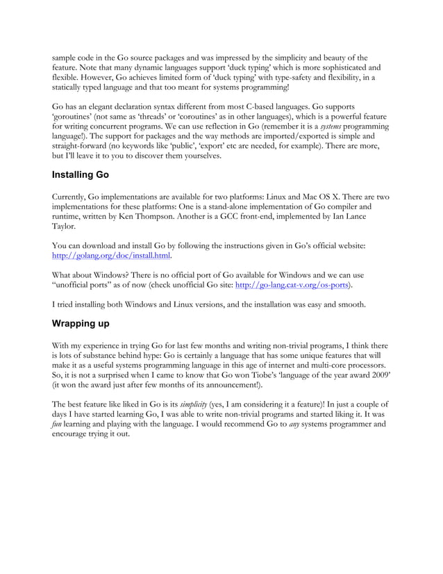 Let S Go Introduction To Google S Go Programming Language Pdf