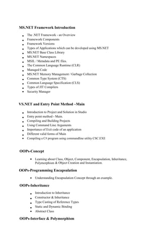 Letsleads dot net-syllabus | PDF