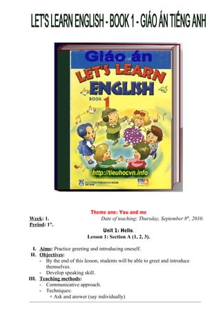 Giáo án Let's learn english book 1 term 1 | PDF