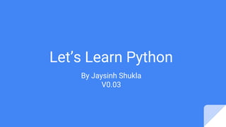 Let's learn python | PPT