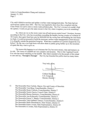 Hanabusa Letter to City Council | PDF