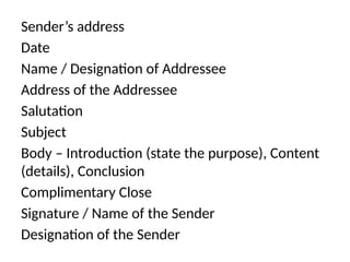 letter: learning how to writee letters and format | PPTX
