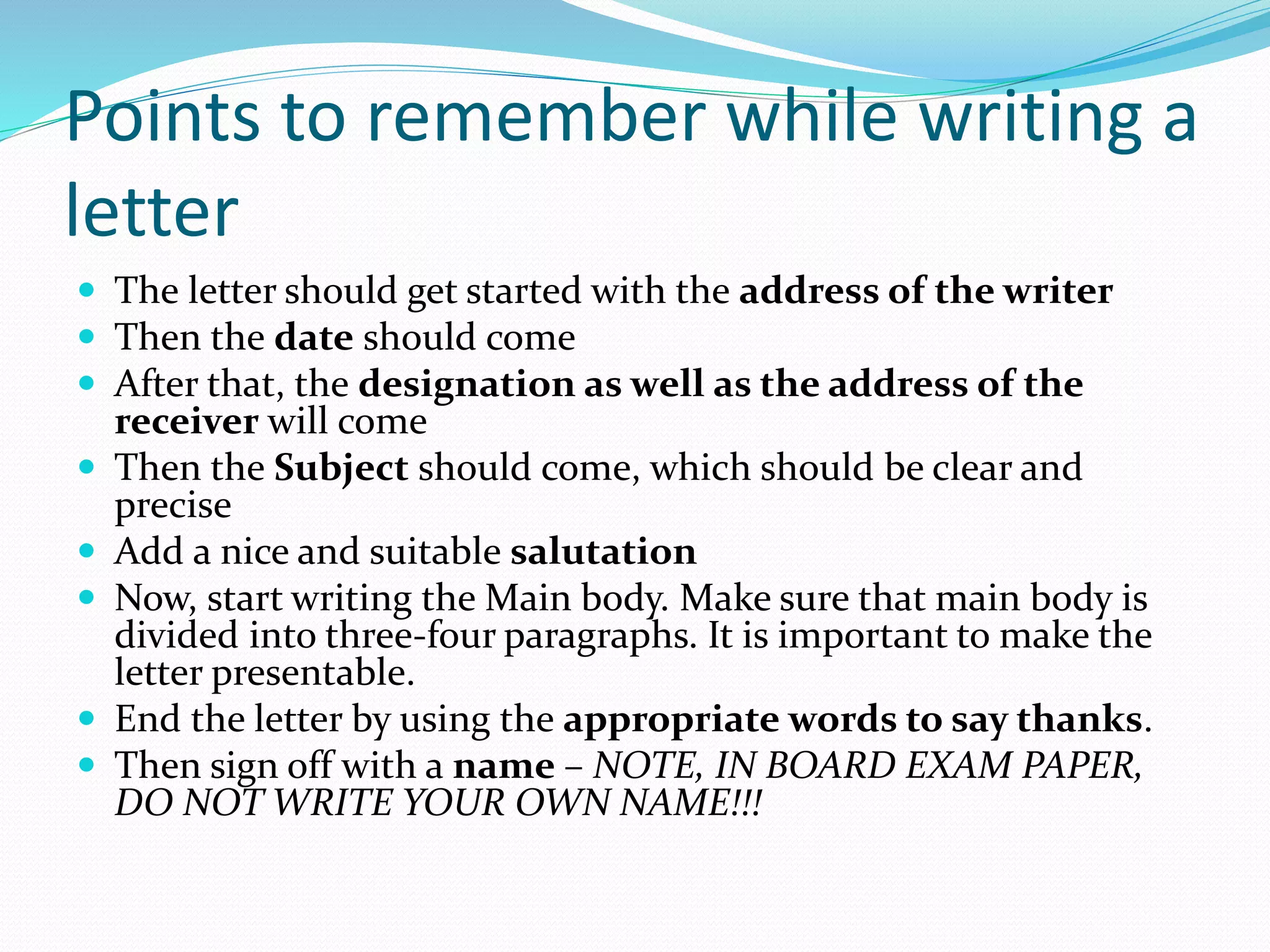 Letter writing | PPTX