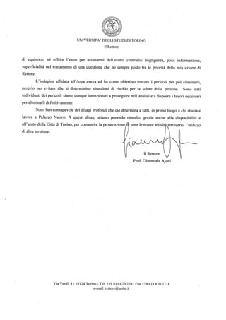 Lettera del rettore agli studenti sulla presenza di amianto a Palazzo ...
