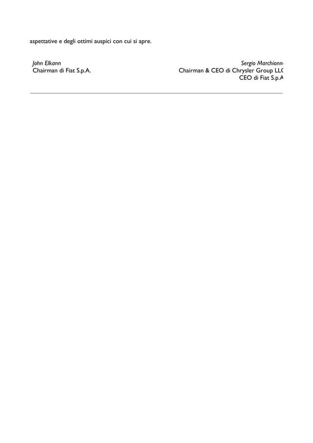 Lettera ai dipendenti fiat dopo l'acquisizione chrysler | PDF