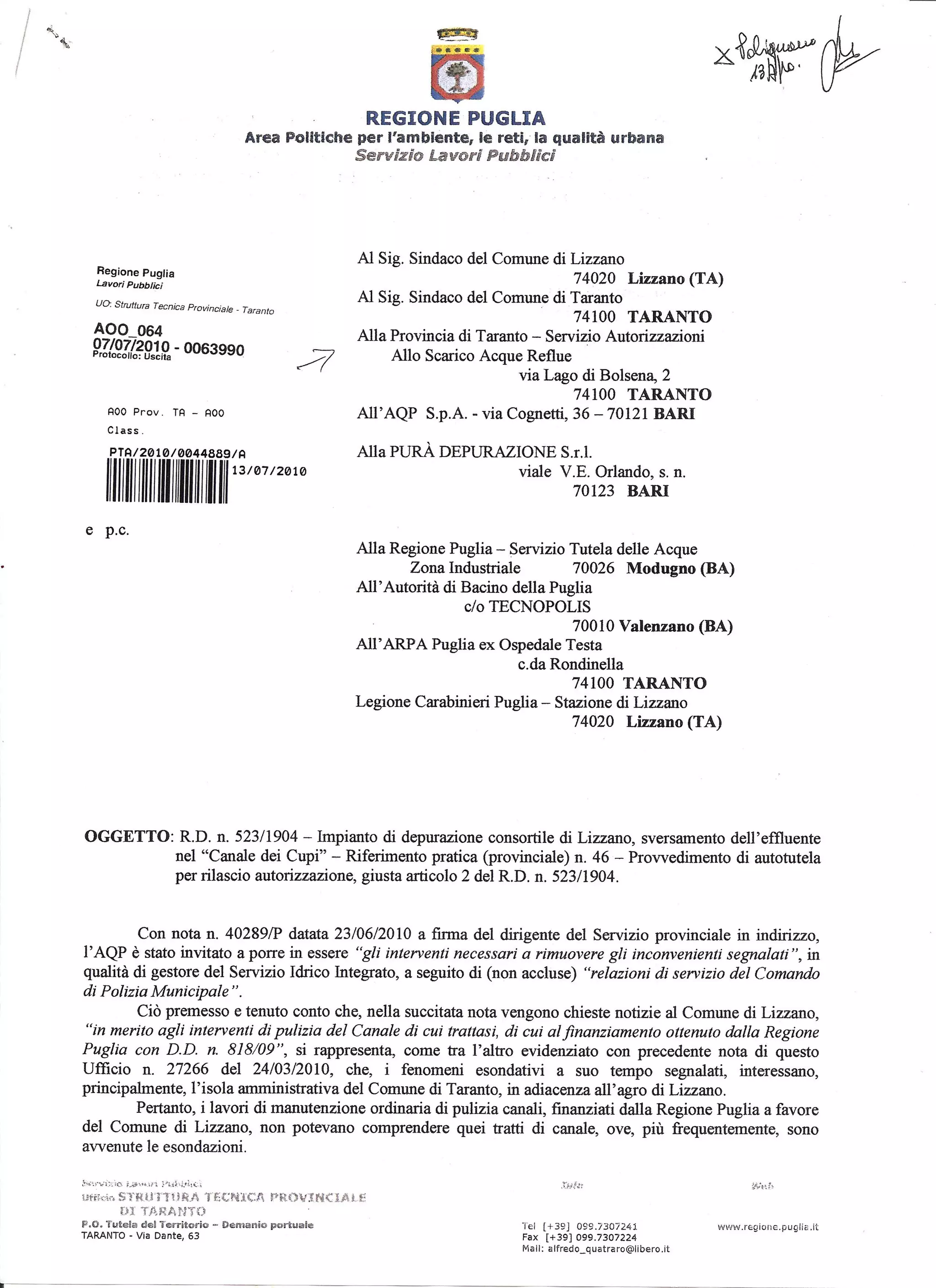 Lettera aperta al sindaco di Lizzano | PDF