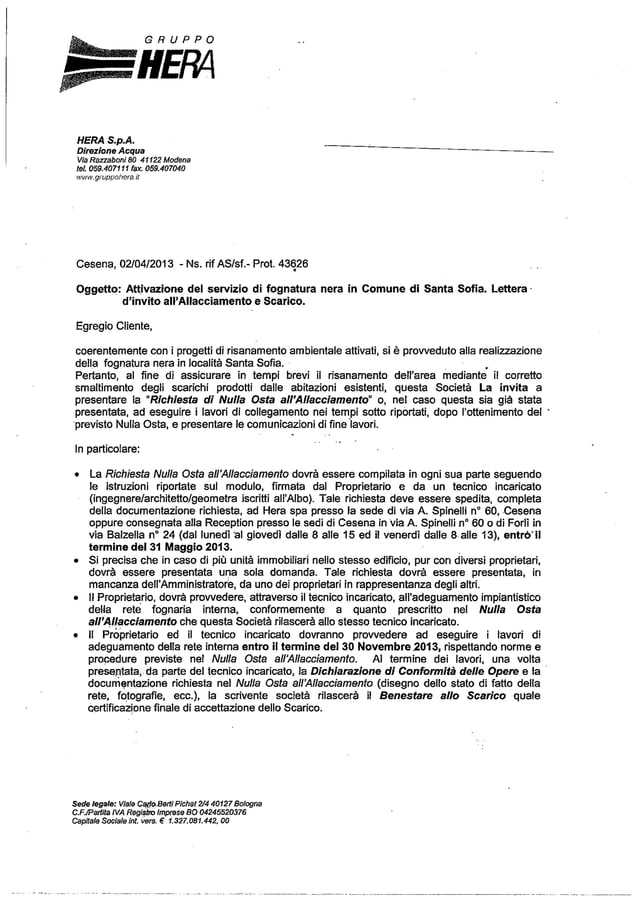 Lettera di HERA ai cittadini | PDF