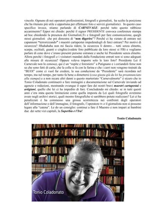 Lettera di tonio coladonato giornalista fee lance contro la fondazione ...