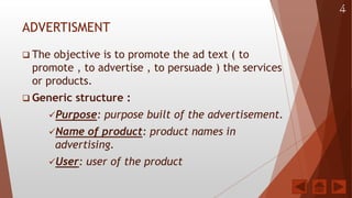 Letter,advertisment,news item, report,recount,anouncement,explanation ...