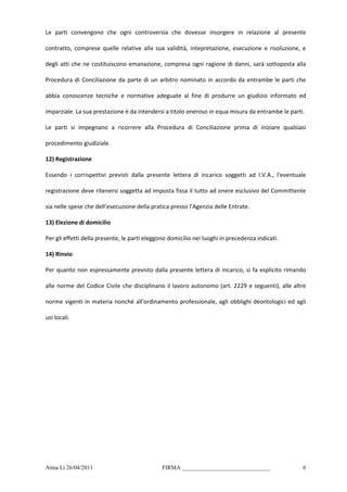 Lettera incarico professionale 26.4.11