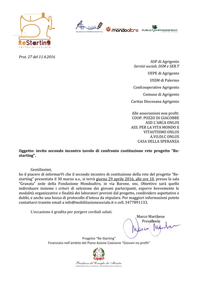 Lettera invito secondo incontro | PDF