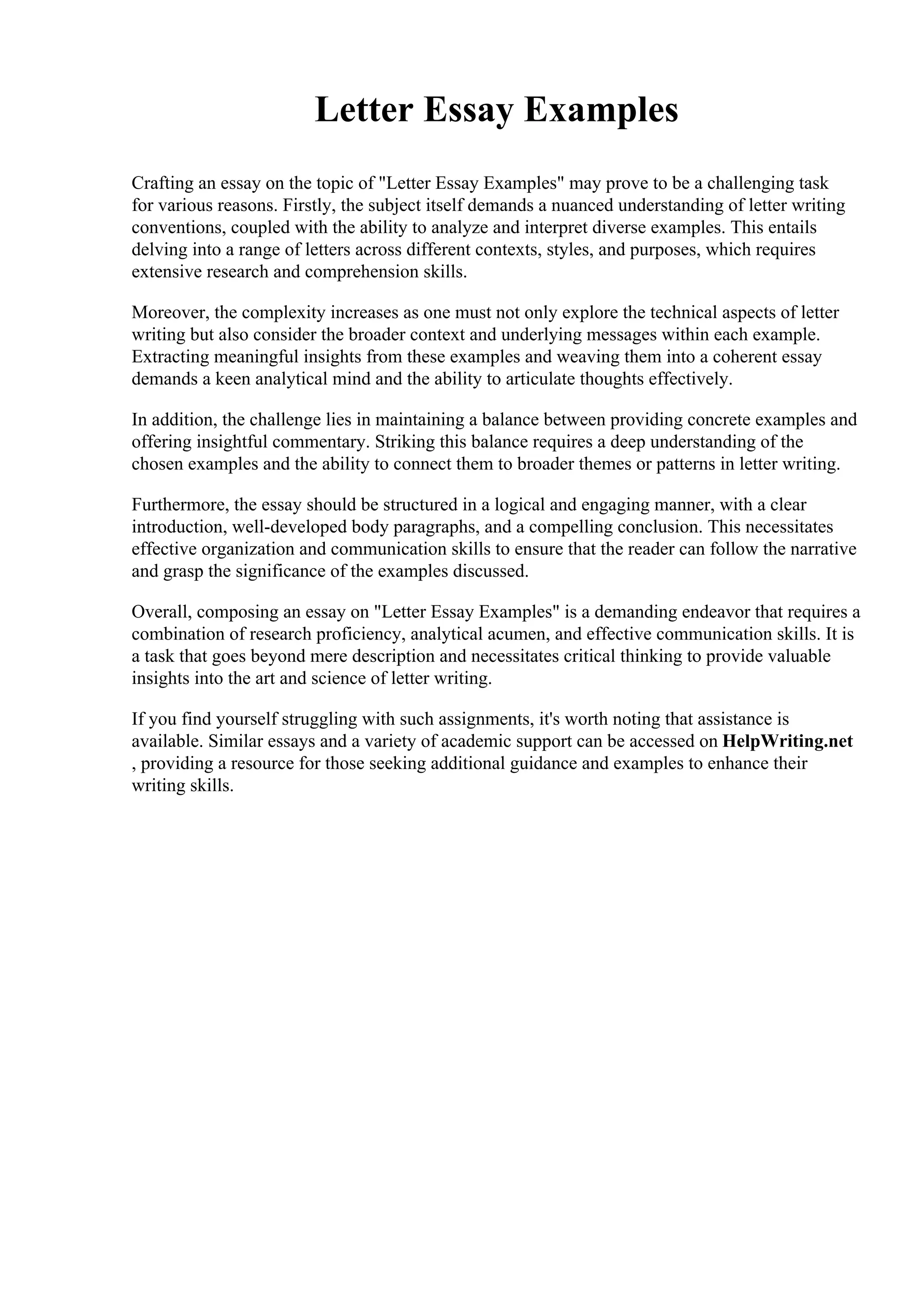 Letter Essay Examples. Miami Dade College | PDF