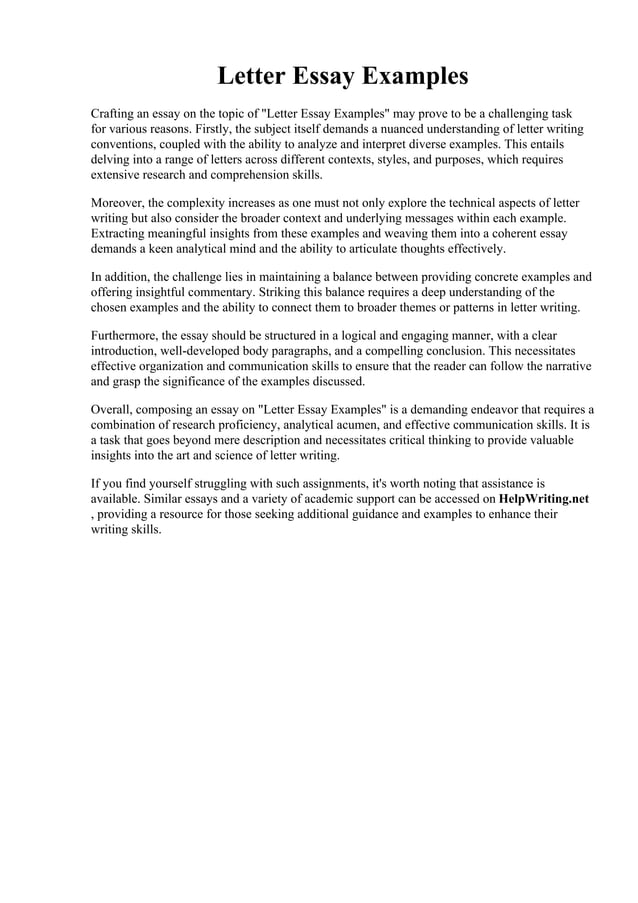 Letter Essay Examples | PDF