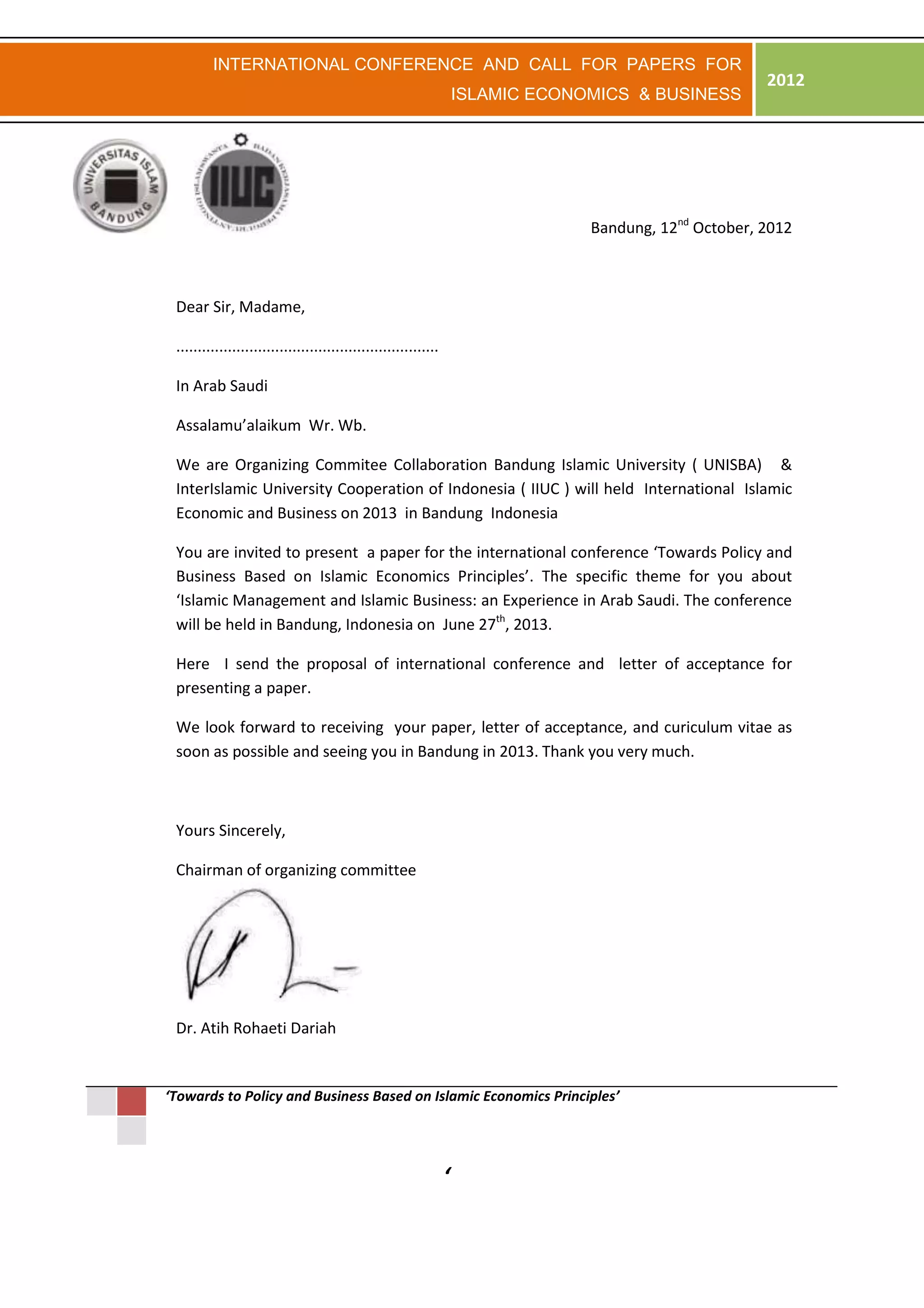 Letter for speaker | DOCX