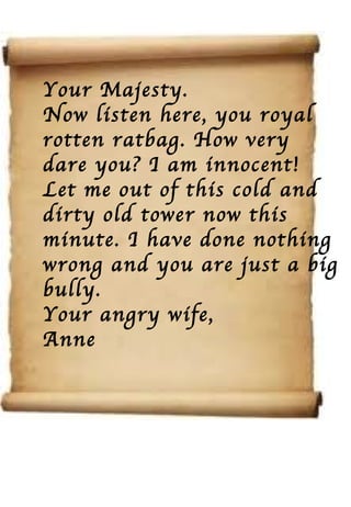 Letter from Anne Boleyn homework