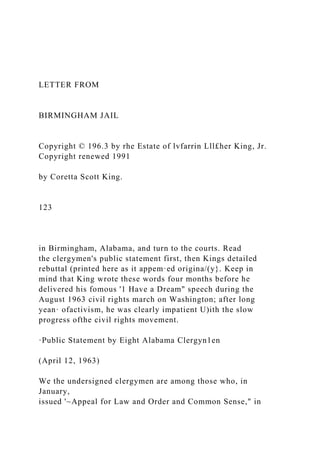 LETTER FROM BIRMINGHAM JAIL Copyright © 196.3 by r.docx