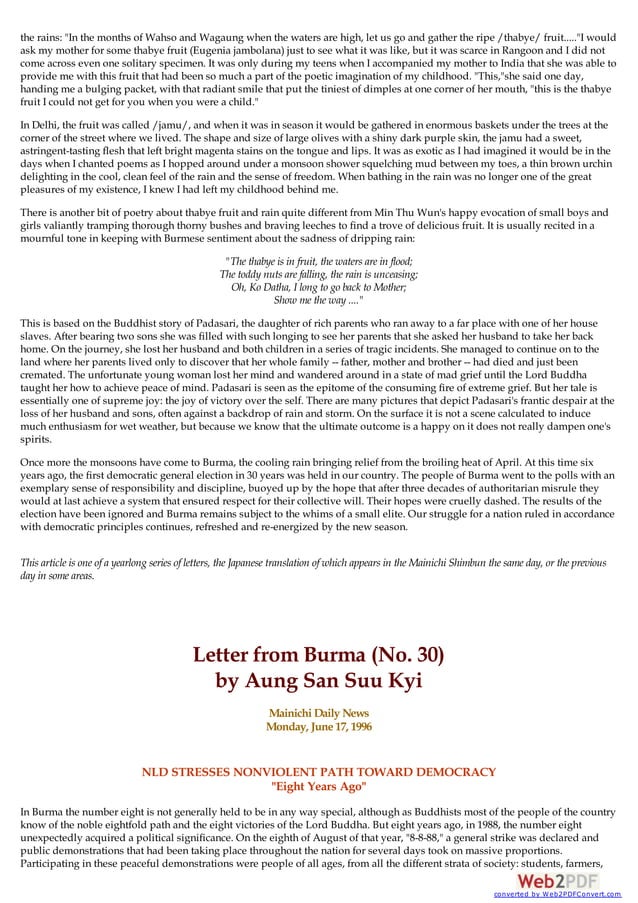 Letters from Burma Letter by Aung San Suu Kyi -SEEDS OF DEMOCRACY ...