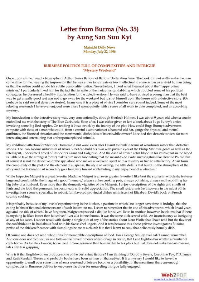 Letters from Burma Letter by Aung San Suu Kyi -SEEDS OF DEMOCRACY ...