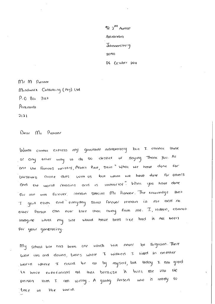 Letter from Puseletso Mphaka