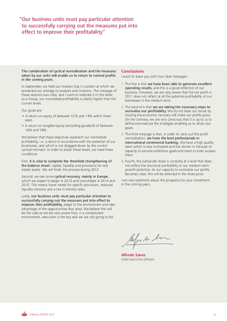 Santander Bank Annual Report 2011 Letter from Chief Executive Officer…