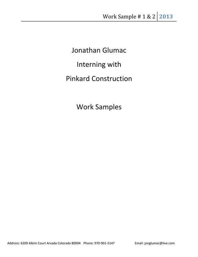 Work Sample | DOCX | Business | Business and Finance