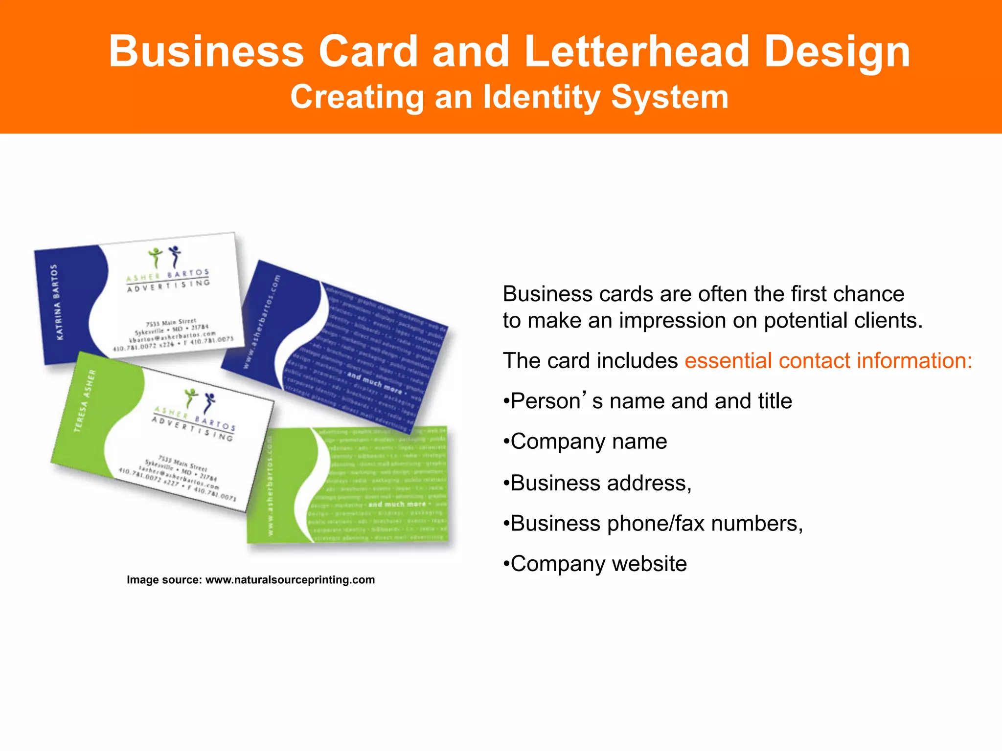 Letterhead Business Cards: Designing Corporate Identity Collateral | PDF