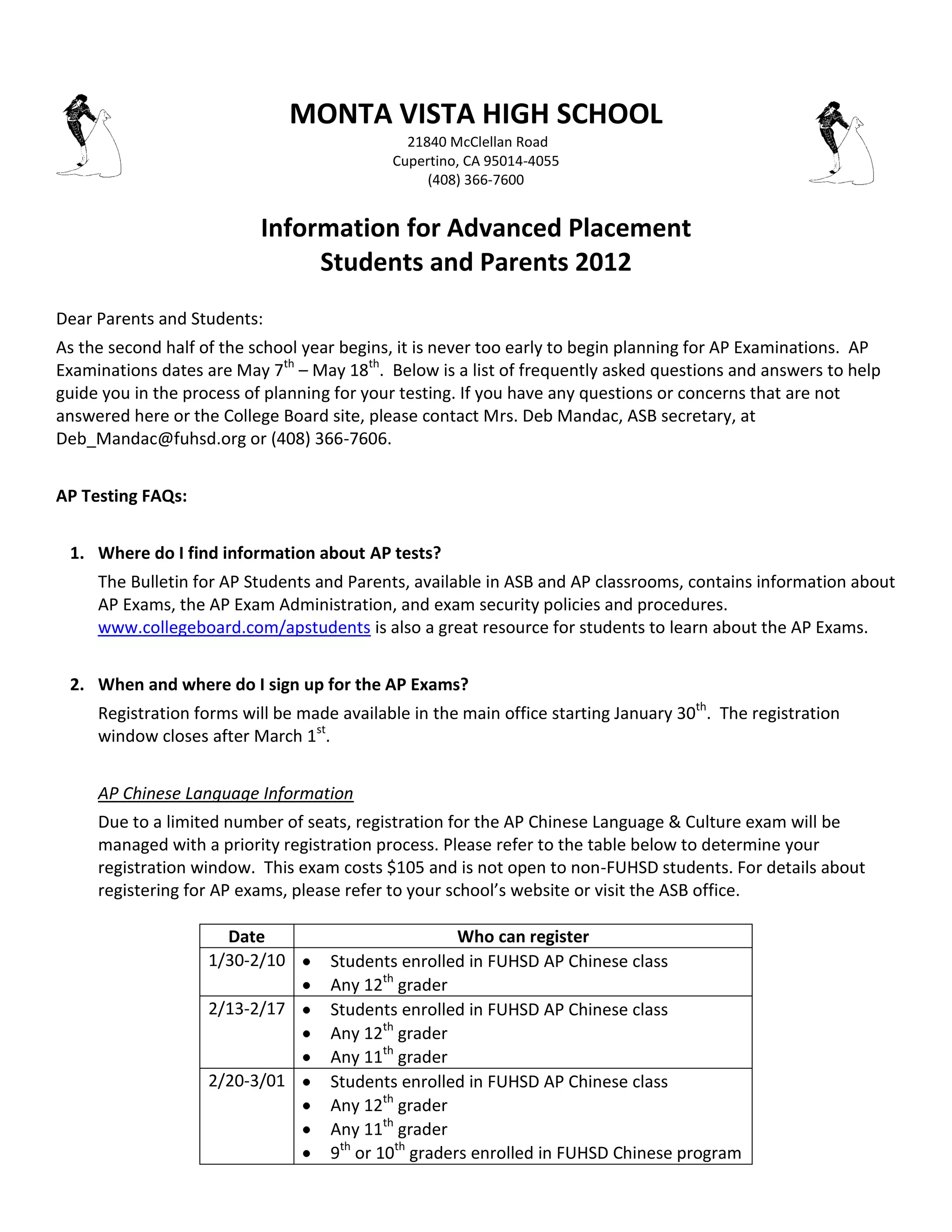 ! Letter home to ap students and parents 2012 | DOCX | Standardized ...