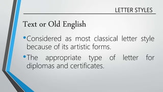 Presentation about Lettering Styles | PPTX