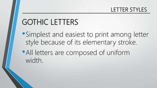 Presentation about Lettering Styles | PPTX