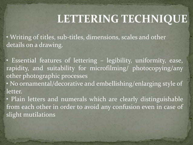 Lettering techniques in engineering drawing | PPTX
