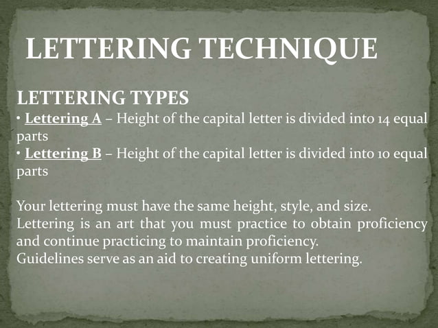 Lettering techniques in engineering drawing | PPTX