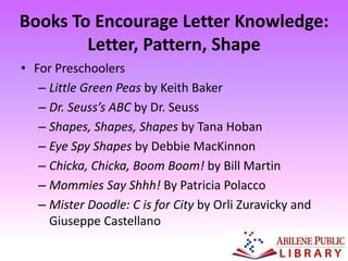 Early Literacy In Action: Letter Knowledge | PPTX