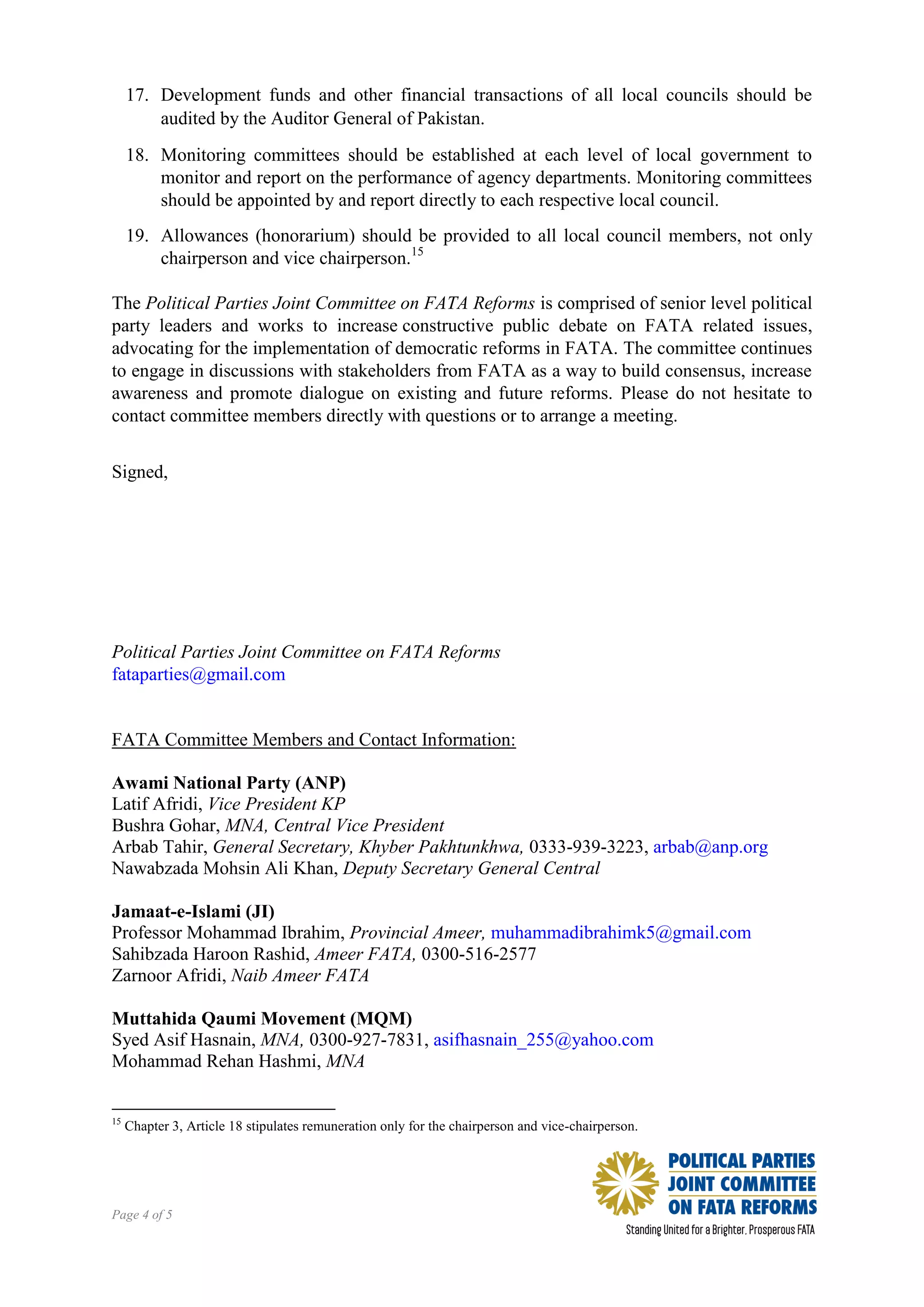 Letter to FATA Secretariat-Local government recommendations 2013 ...